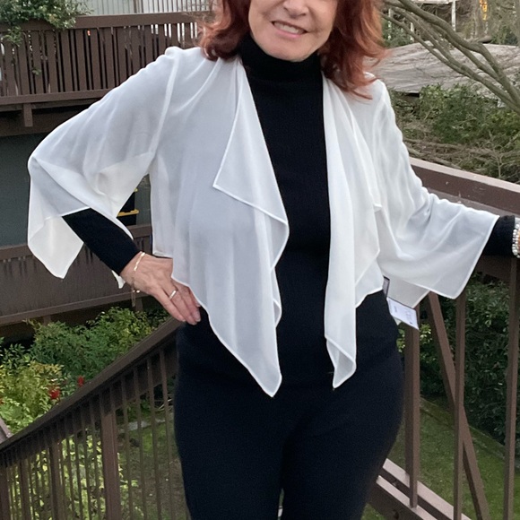 Alex Evenings | Jackets & Coats | Alex Evenings White Sheer Cascade ...